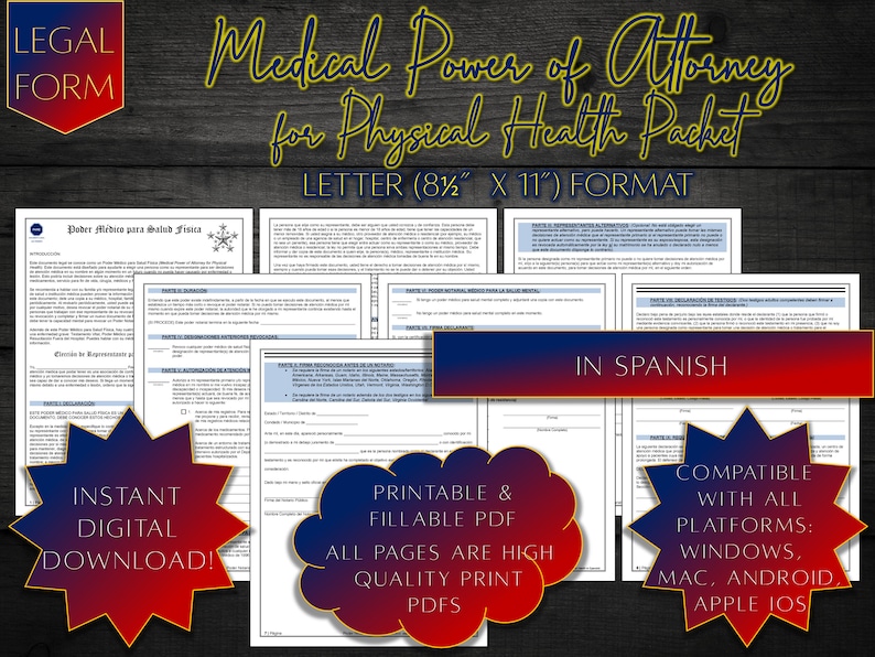 Medical Power of Attorney for Physical Health in Spanish MPOA Form ...