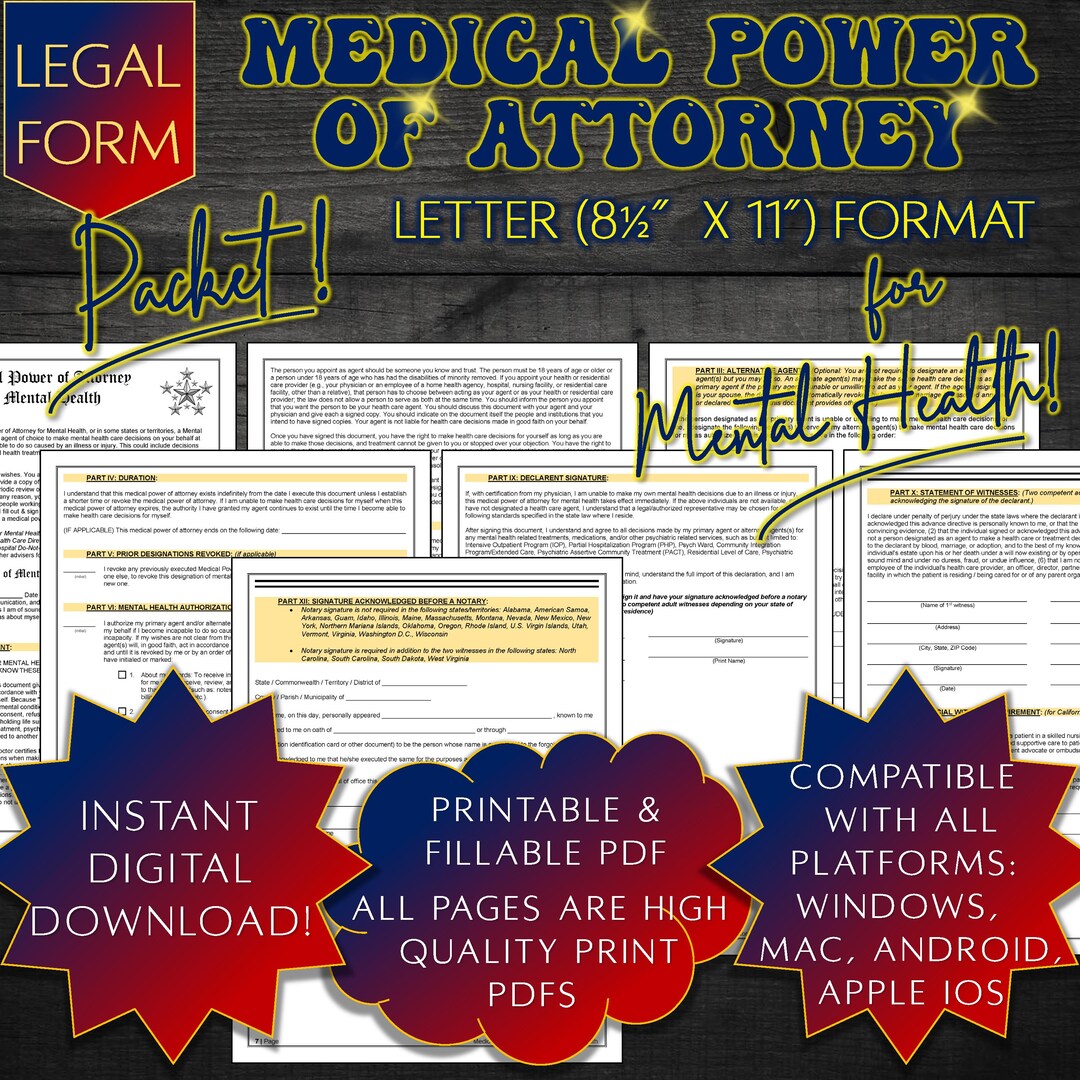 Medical Power of Attorney for Mental Health Form MPOA Mental Health ...