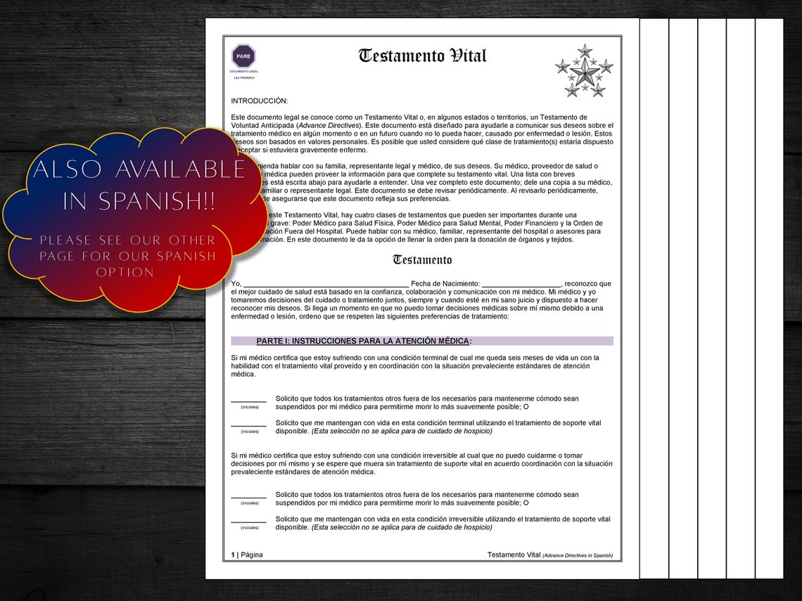 Advance Health Care Directives Form Living Will Legal Form Healthcare ...