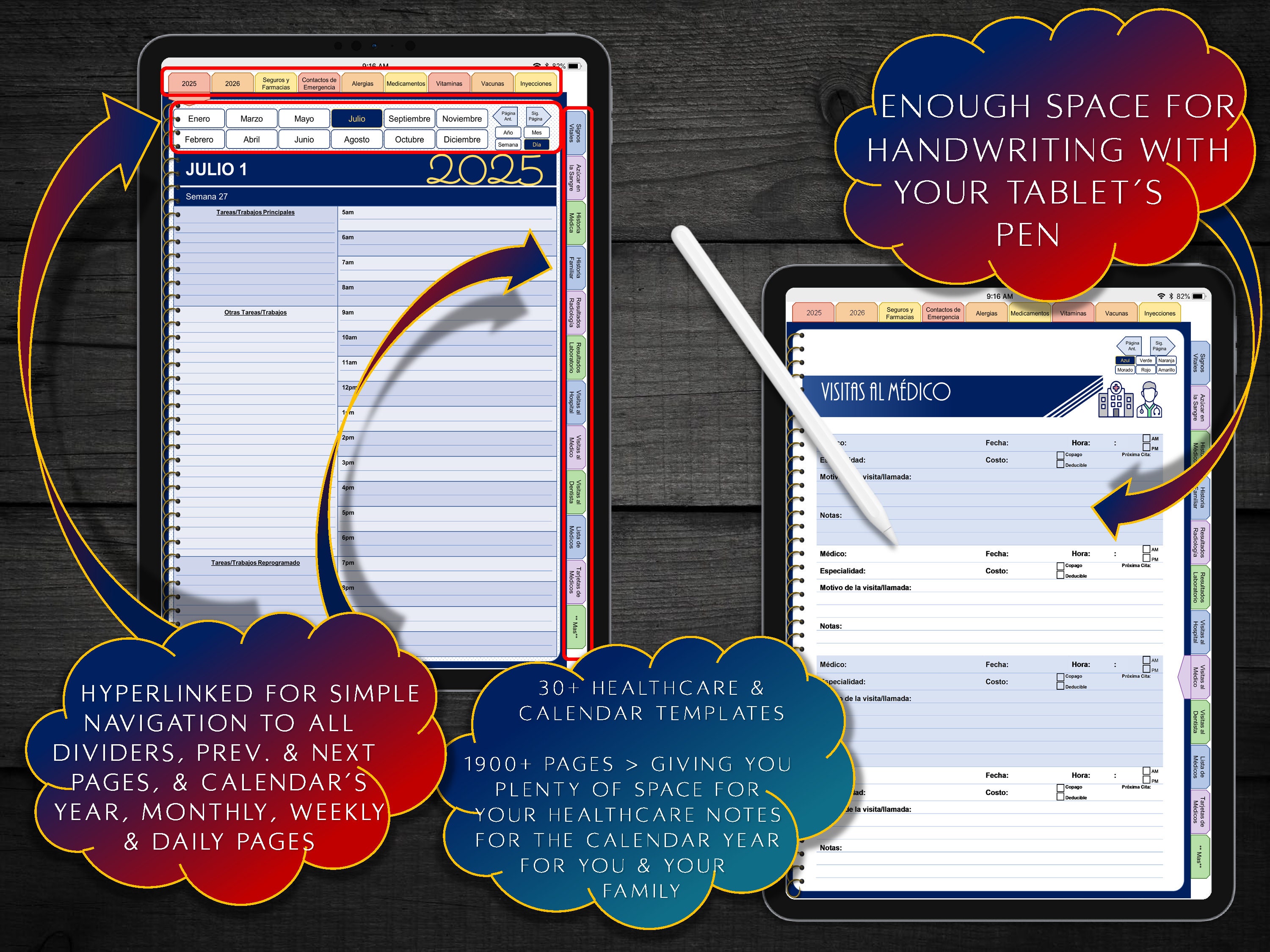 Spanish Digital Planner Medical Binder in Spanish Family 2025 Year ...