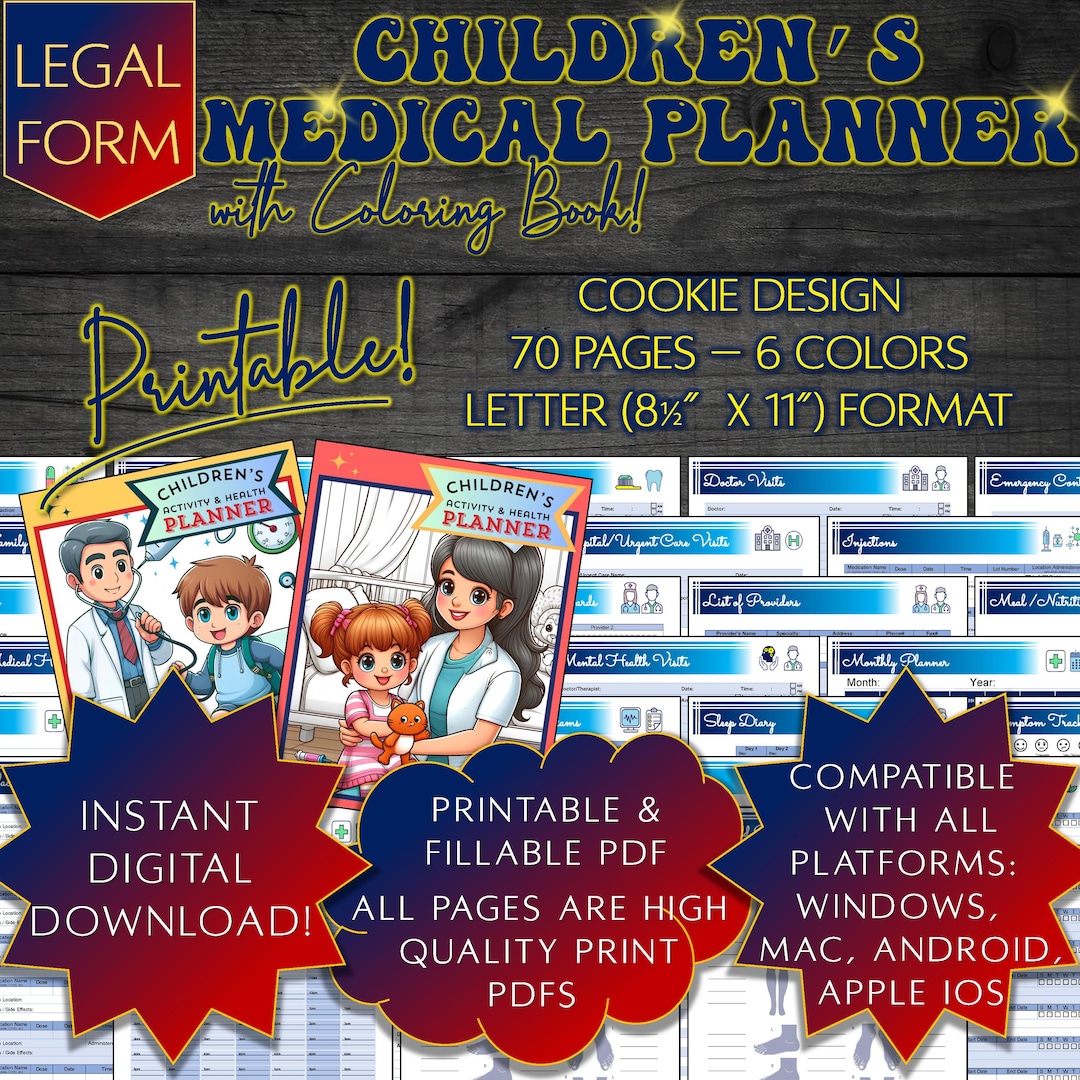 Printable Kids Medical Planner Children Healthcare Binder Health ...
