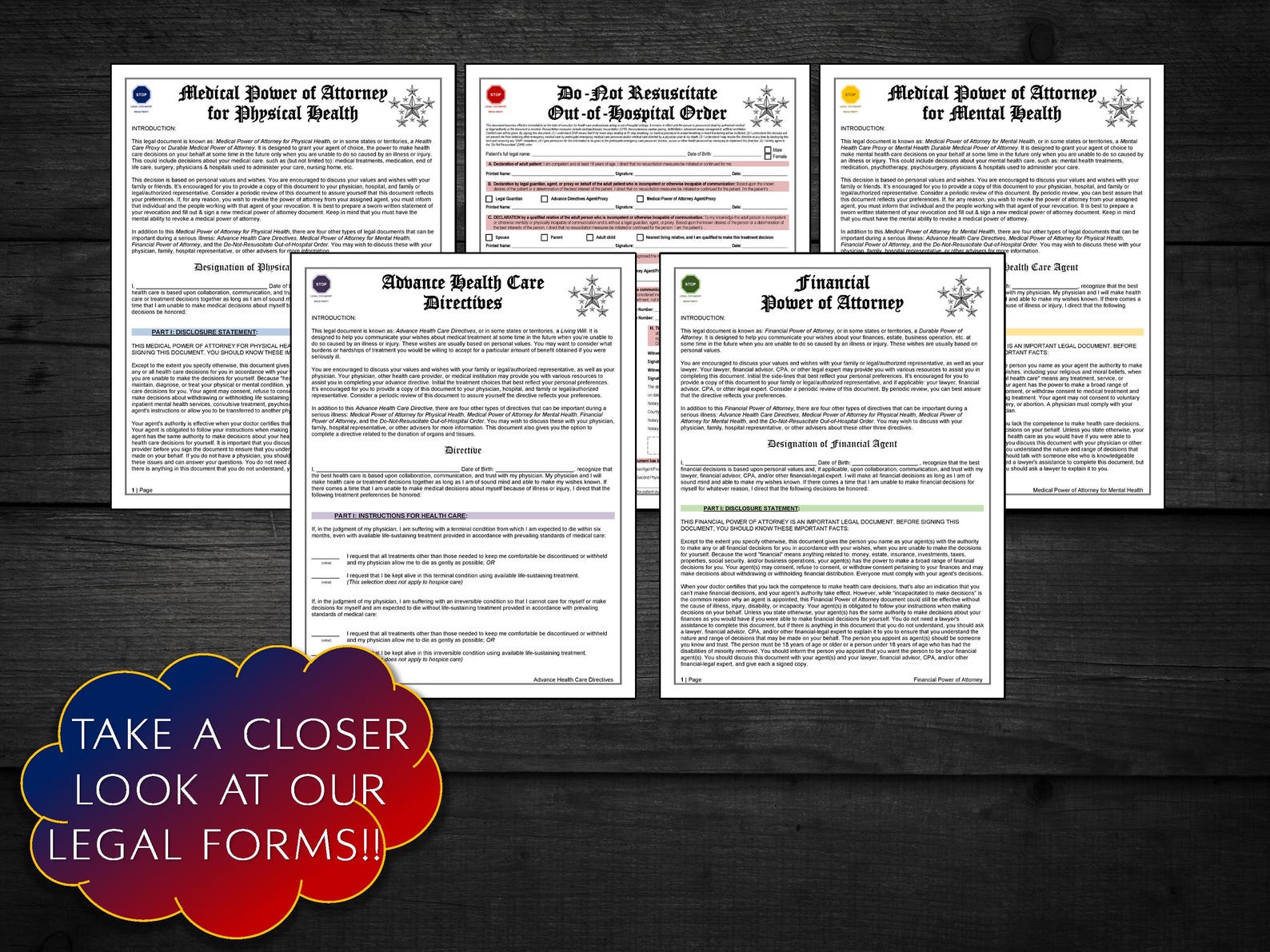 Medical Power of Attorney Advance Directives Form Financial Power of ...