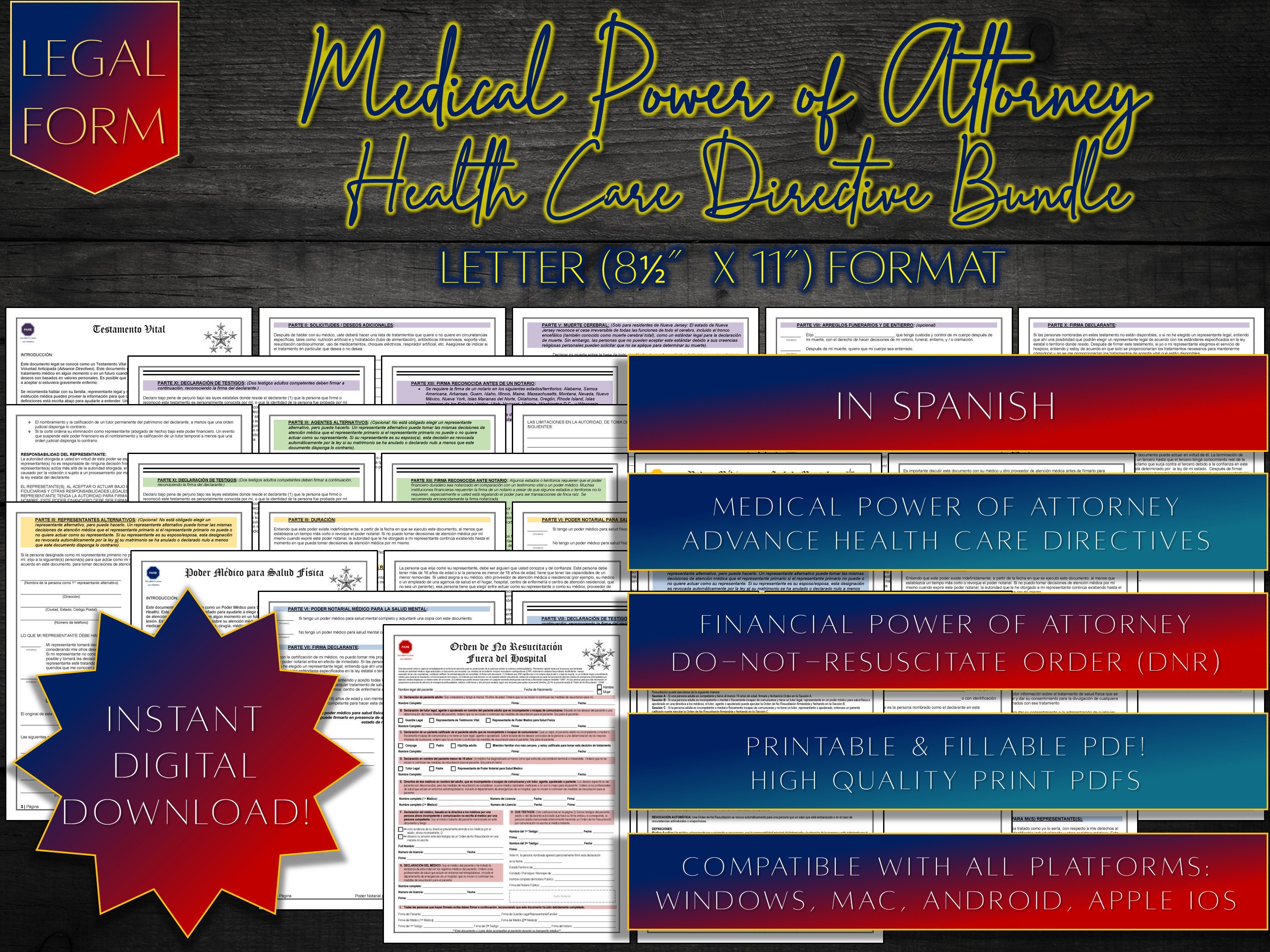 Medical Power of Attorney in Spanish MPOA Advance Directives Form ...