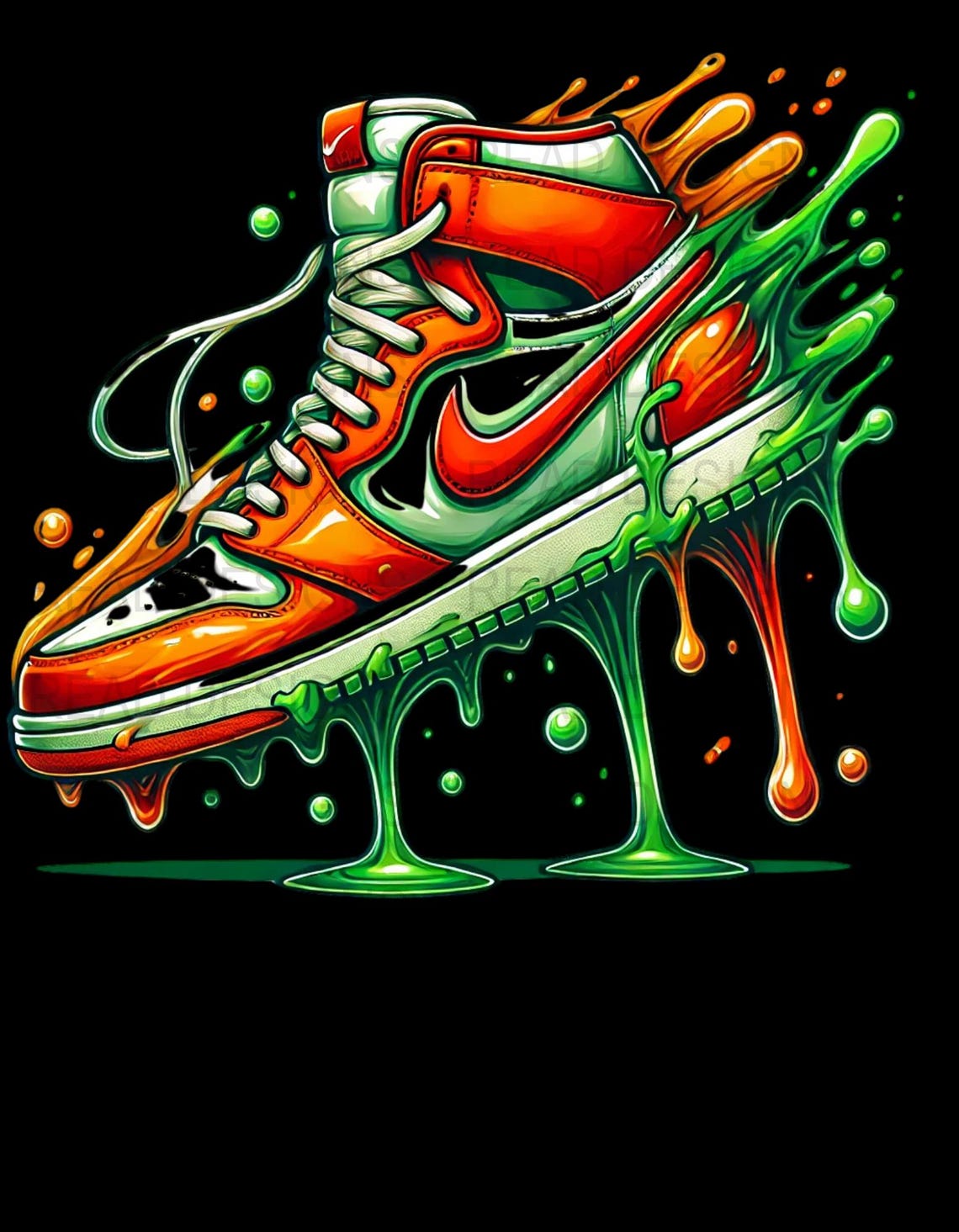 Colorful Dripping Sneaker Art PNG Digital Download, Vibrant Shoe Design ...