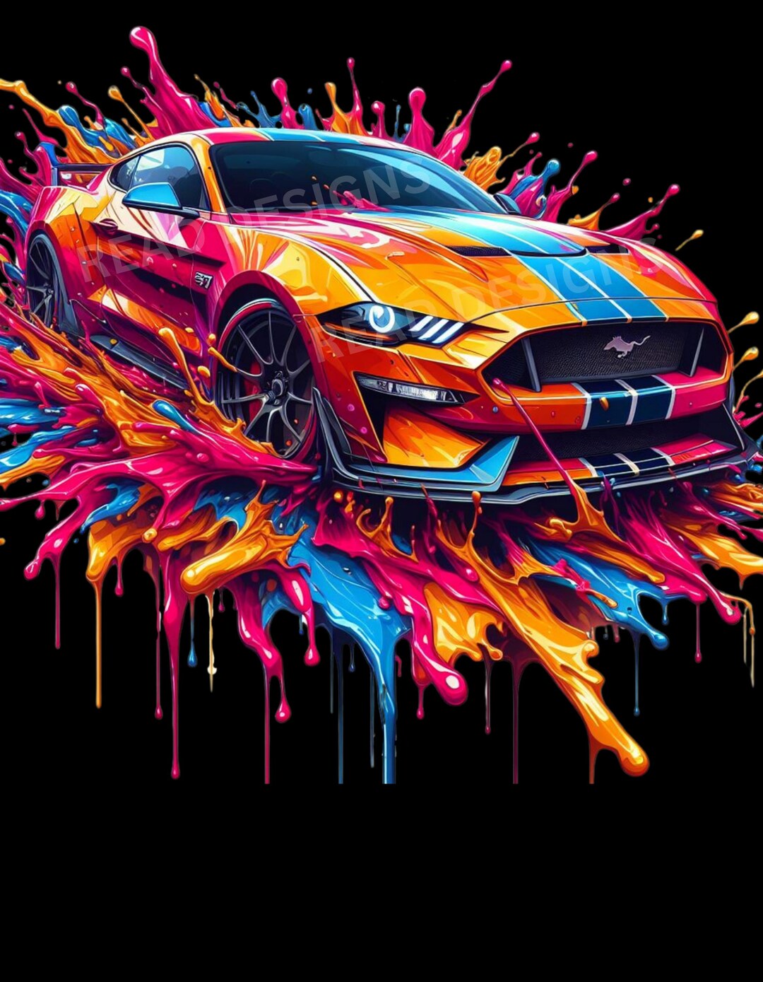 Cool Sports Car PNG With Dripping Paint Design - Digital Download for ...