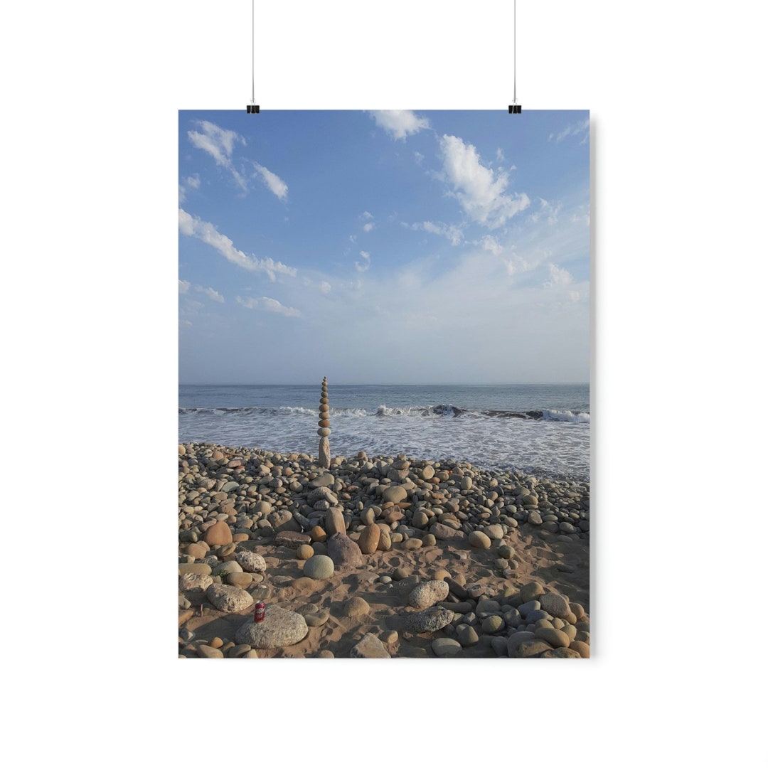 Beach With Rocks Poster Stack of Rocks Print Ocean View Decor ...