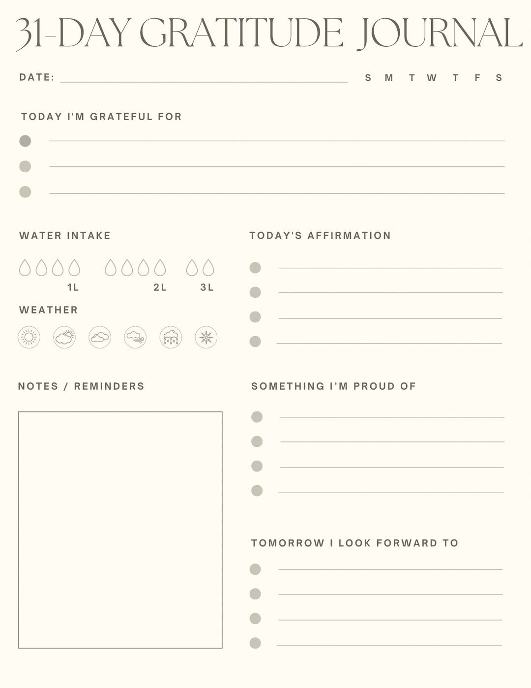 Printable 31-day Gratitude Challenge - Etsy