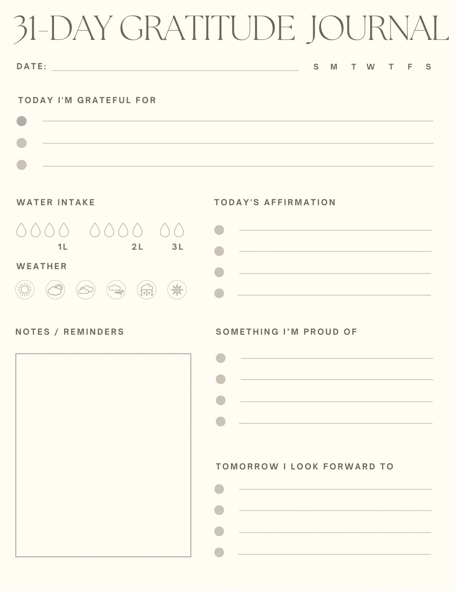 Printable 31-day Gratitude Challenge - Etsy