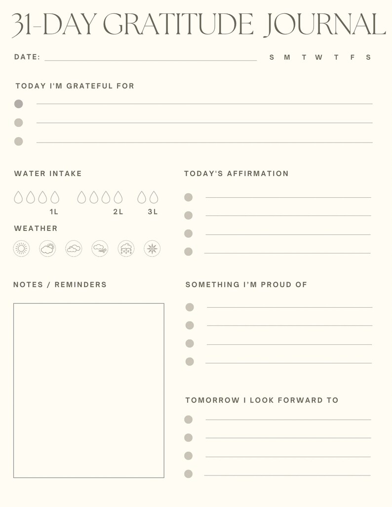 Printable 31-day Gratitude Challenge - Etsy