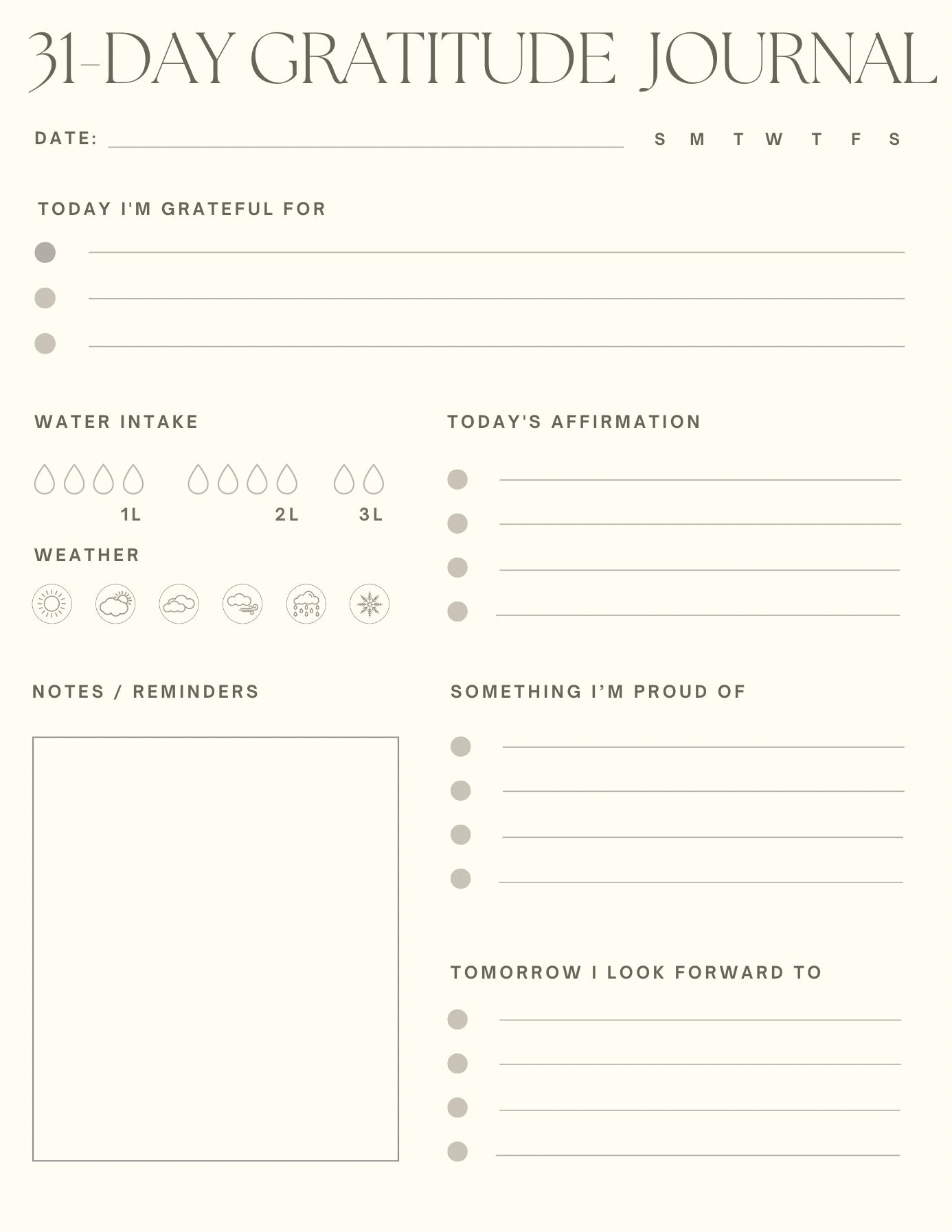 Printable 31-day Gratitude Challenge - Etsy