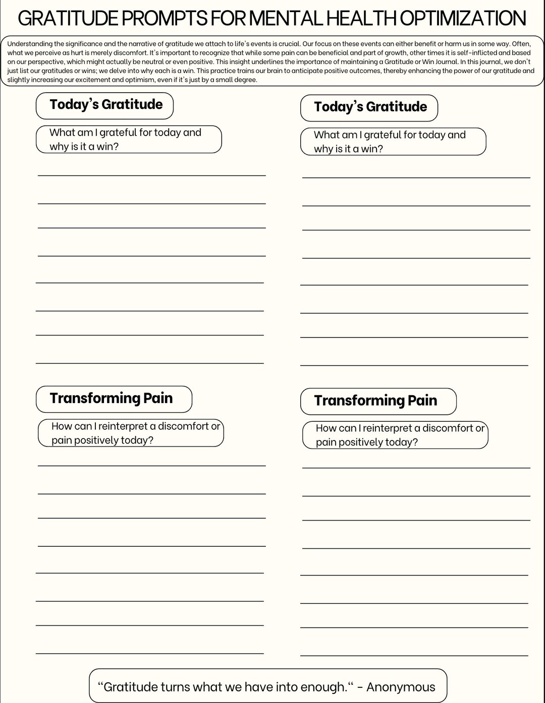 Gratitude Prompts for Mental Health Optimization - Etsy