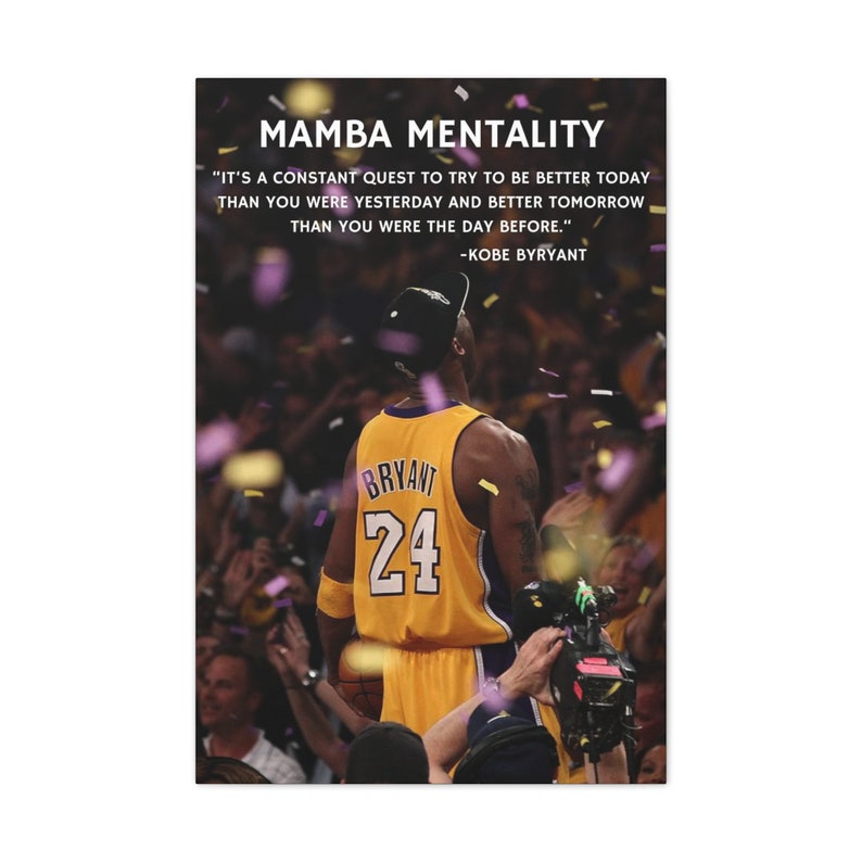 Kobe Bryant Mamba Mentality Motivational Wall Canvas Art Inspirational ...