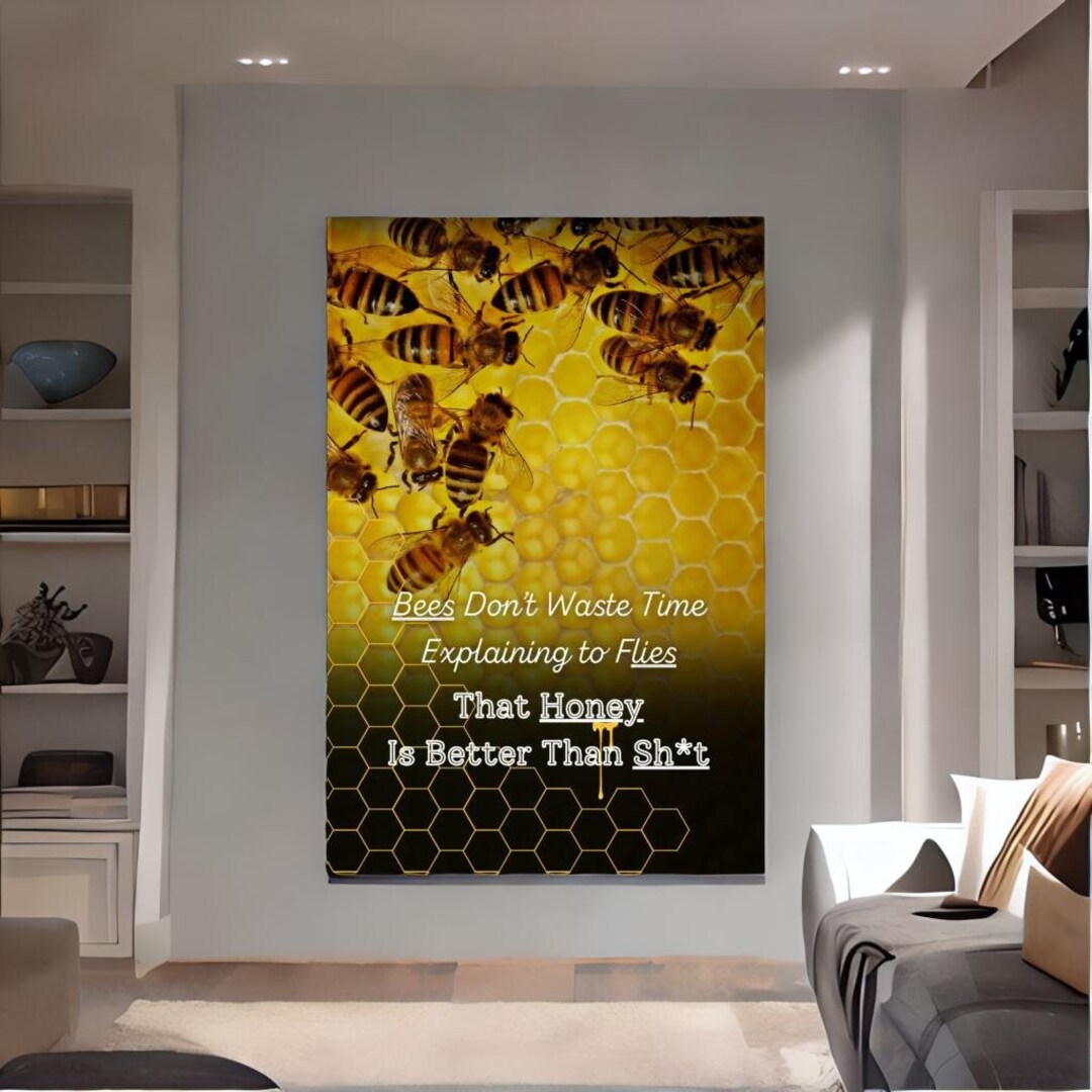 Motivational Wall Canvas Bees Don't Waste Time - Etsy