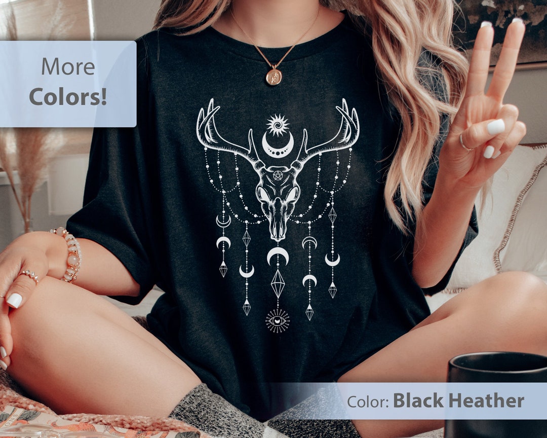 Witch Shirt, Wiccan Shirt, Pagan Tshirt, Gift for Witches, Deer Skull ...