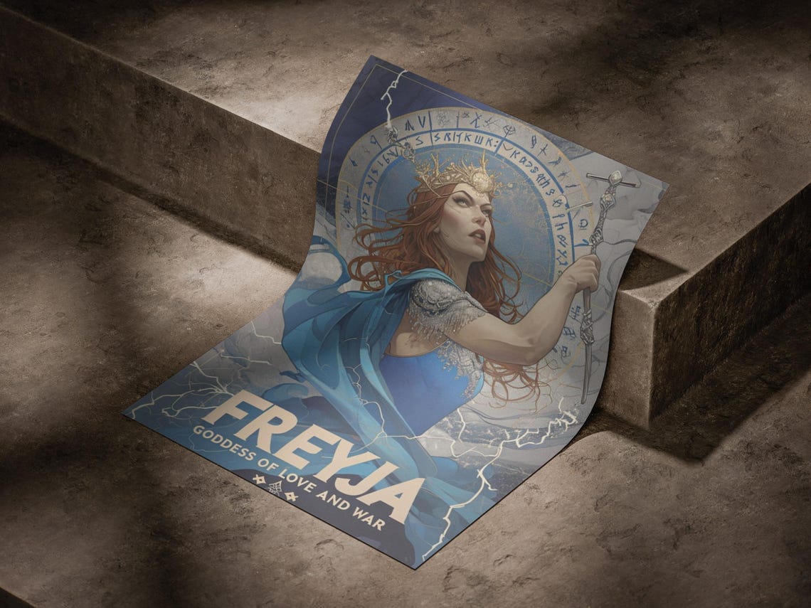 Norse Deity Poster | Norse Goddess Freyja Wall Art | Mystical Goddess ...