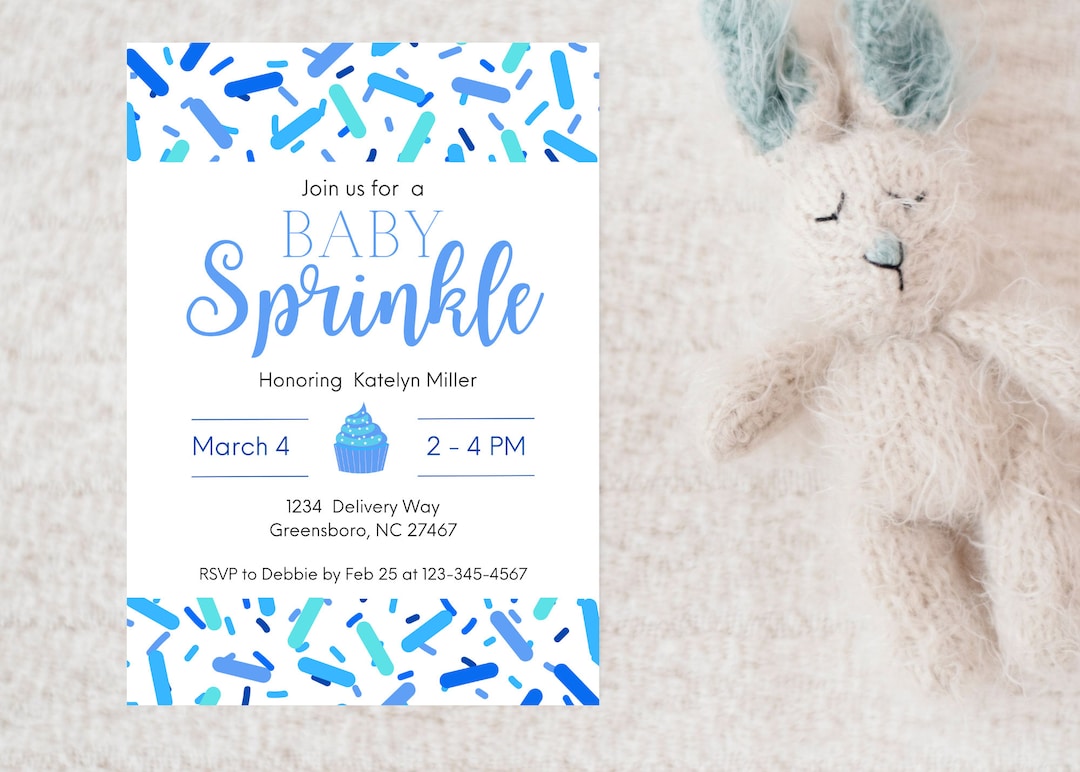Baby Boy Sprinkle Invitation Template, Shower Boy Sprinkles Invite ...