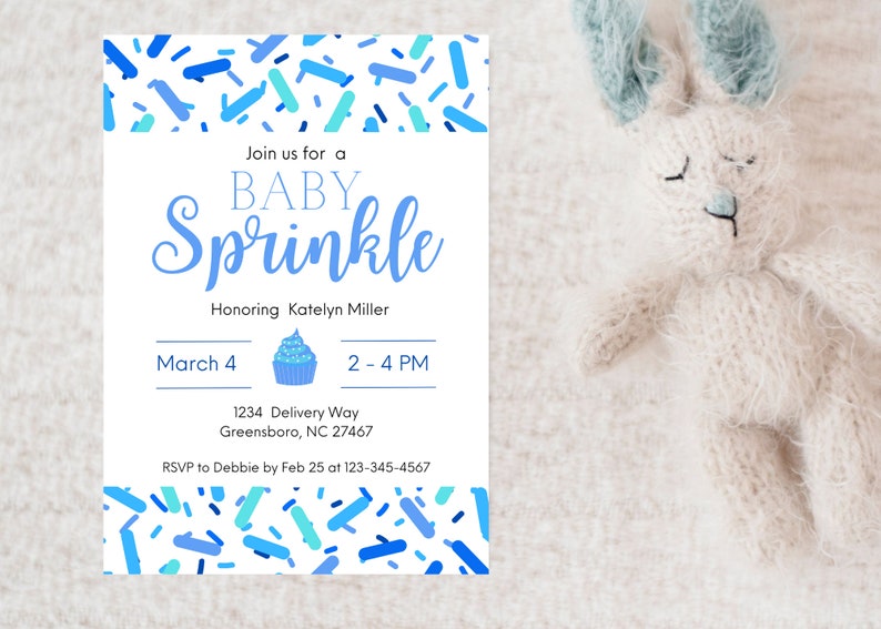 Baby Boy Sprinkle Invitation Template, Shower Boy Sprinkles Invite ...