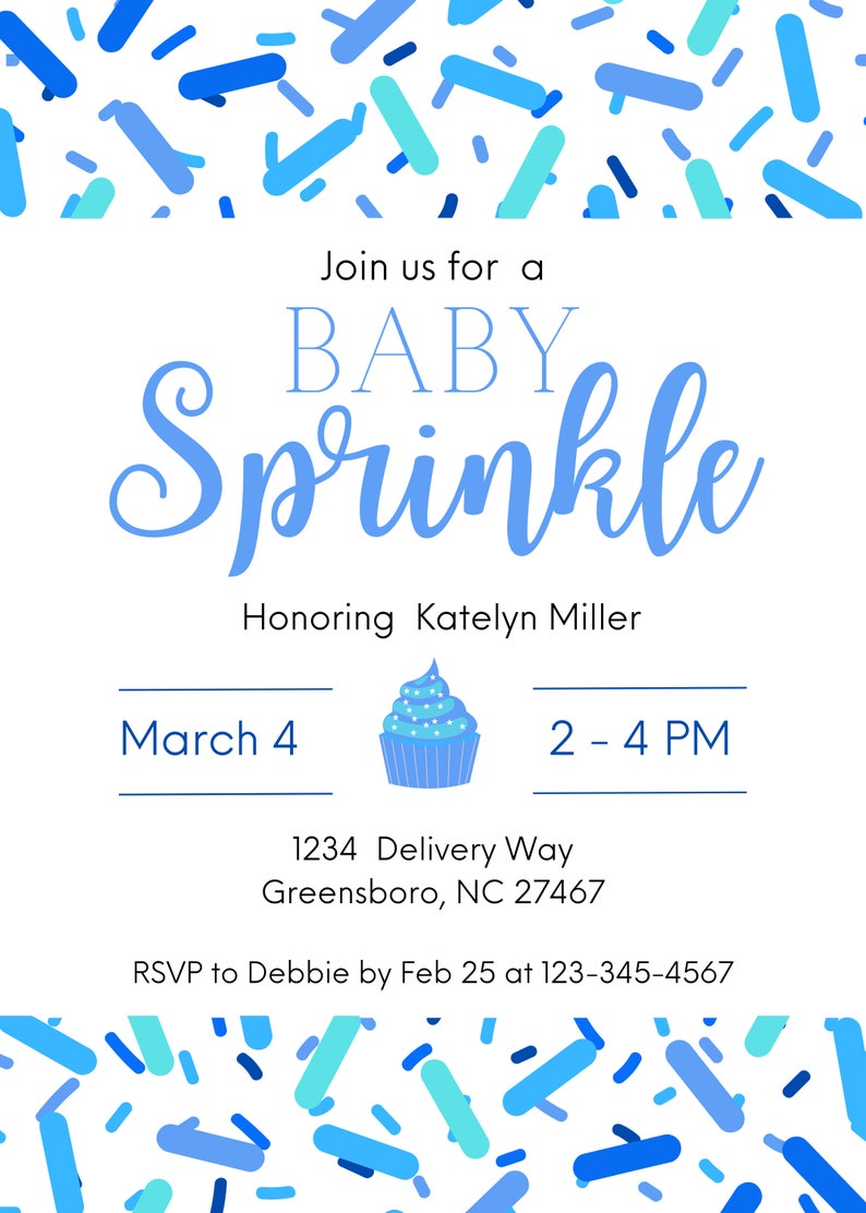 Baby Boy Sprinkle Invitation Template, Shower Boy Sprinkles Invite ...