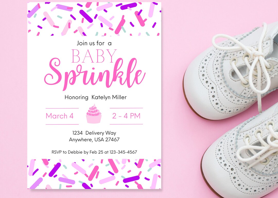 Baby Girl Sprinkle Invitation Template, Shower Girl Sprinkles Invite ...