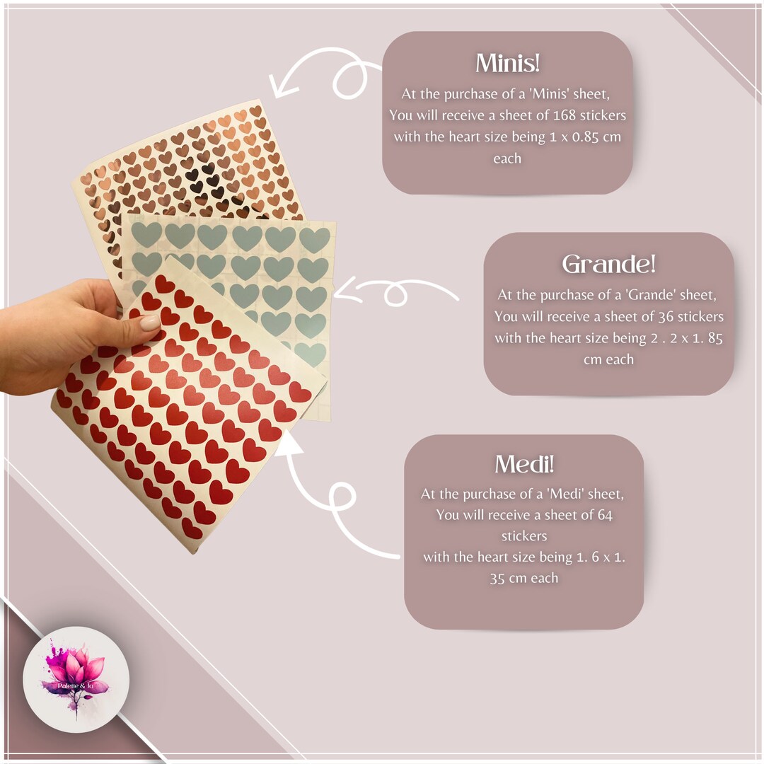 Gratis verzending Single Sheet Full Heart vinyl Stickers 168, 64 of 36 ...