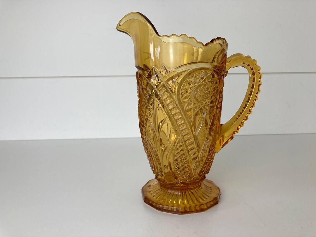Vintage Viking Amber Glass Pitcher - Etsy