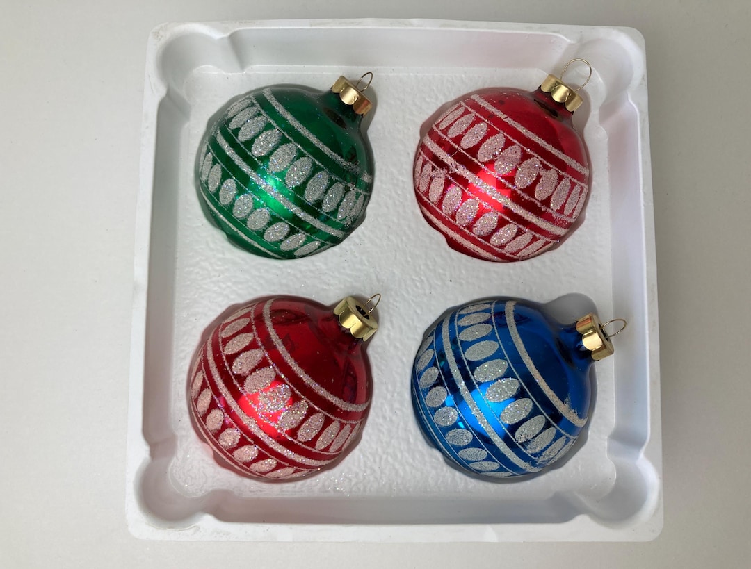 Set of Four Vintage Pyramid Christmas Tree Ornaments - Etsy