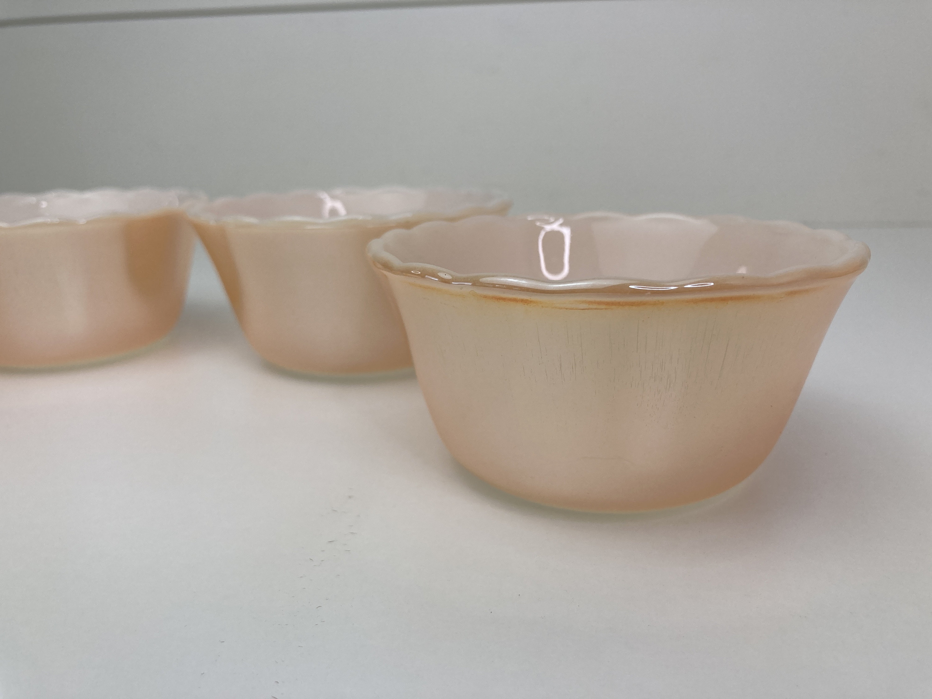 Set of Four Vintage Fire King Peach Lustre Scalloped Dessert Cups - Etsy
