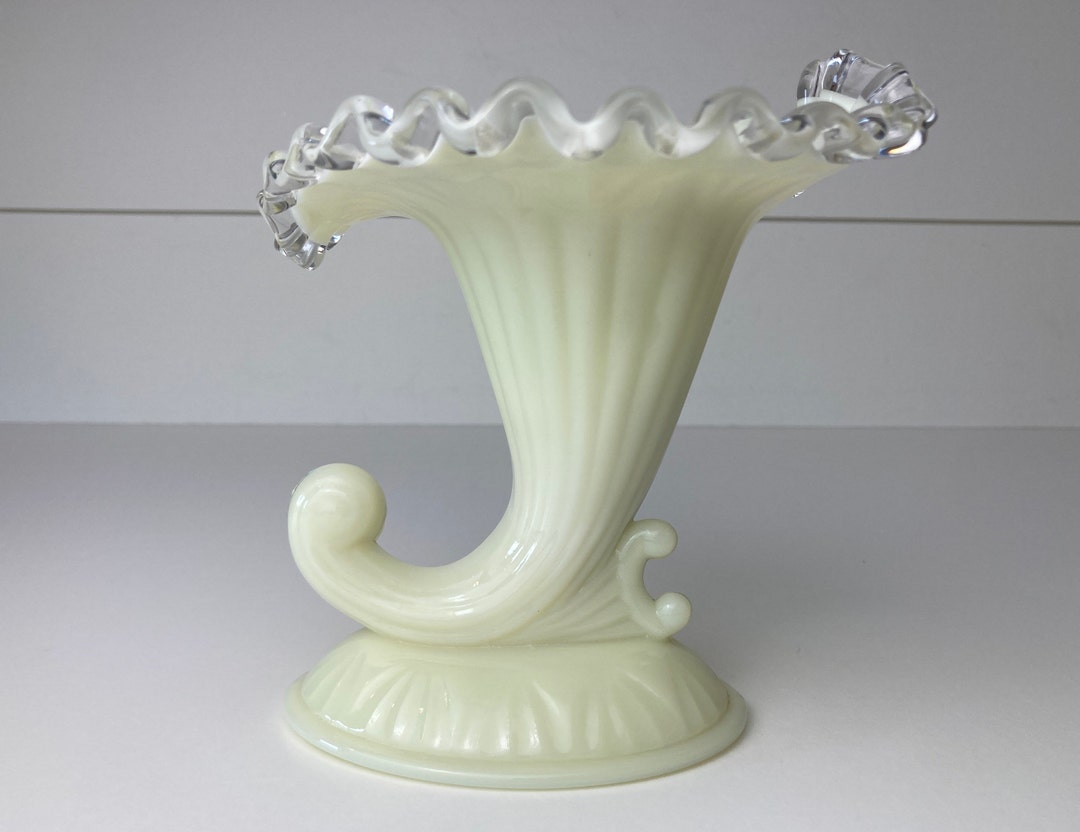 Vintage Fenton Ivory Crest Glass Candlestick Holder - Etsy