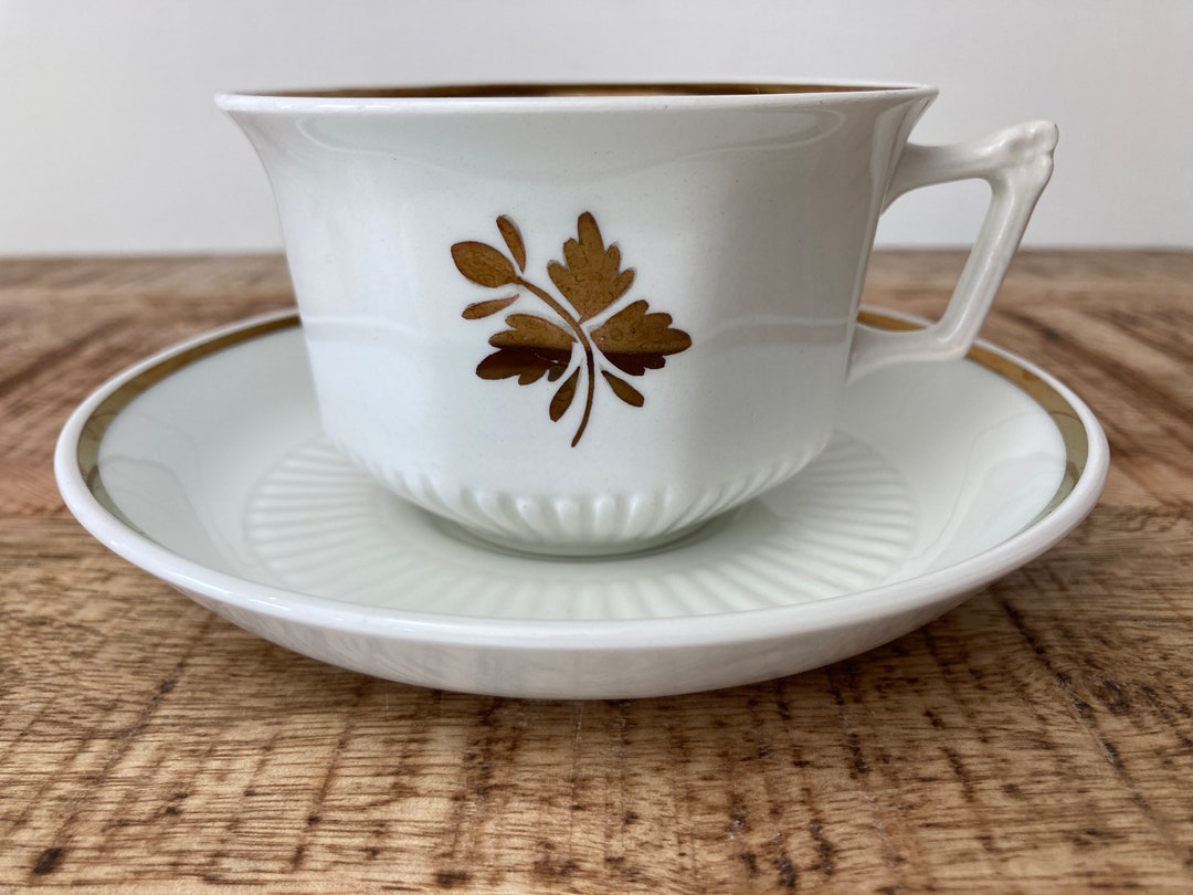 Set of 4 Vintage Adams Ironstone Tea Leaf Copper Cups and Saucers - Etsy