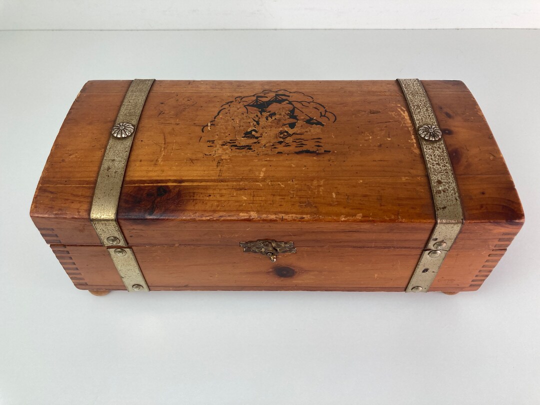 Vintage Decorative Cedar Wood Tabletop Storage Box - Etsy