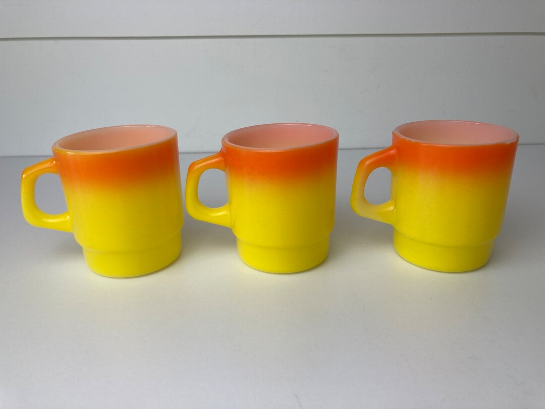 Set of 3 Colorful Vintage Anchor Hocking Fire King Coffee Mugs - Etsy