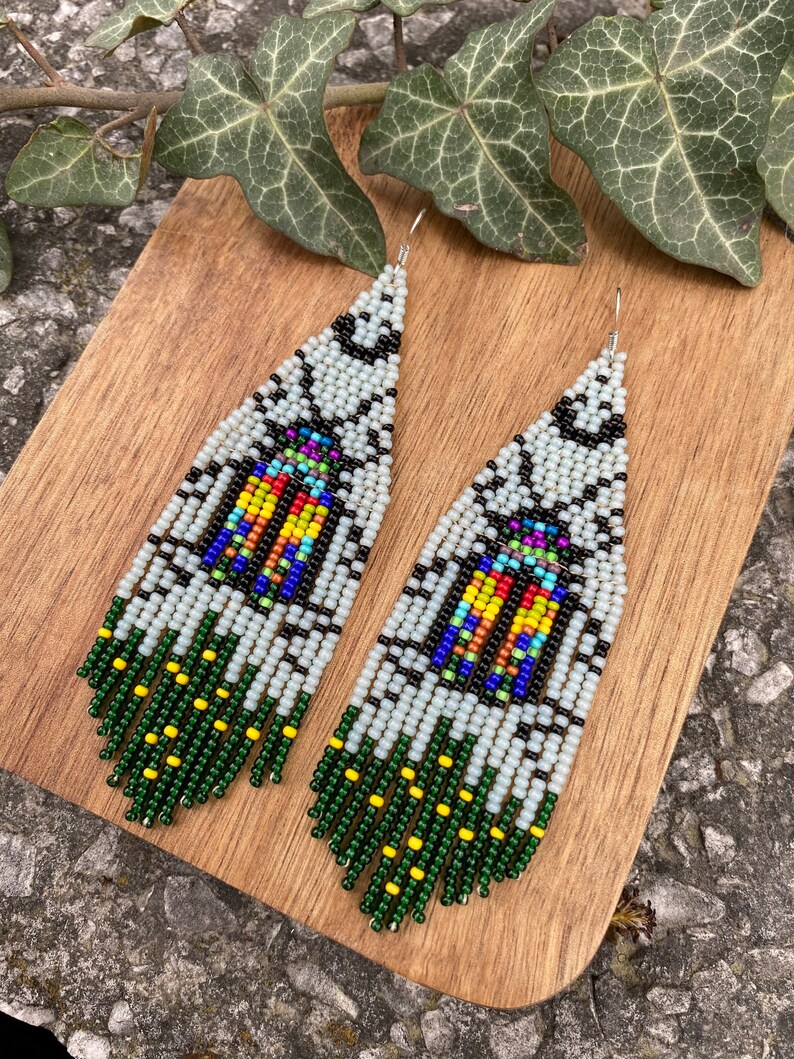 Cicada Handwoven Beaded Earrings Long Modern Earrings Bug - Etsy