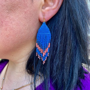 Parliament Blue Color Pastel Earrings/short Dangle Earrings/boho Beaded ...