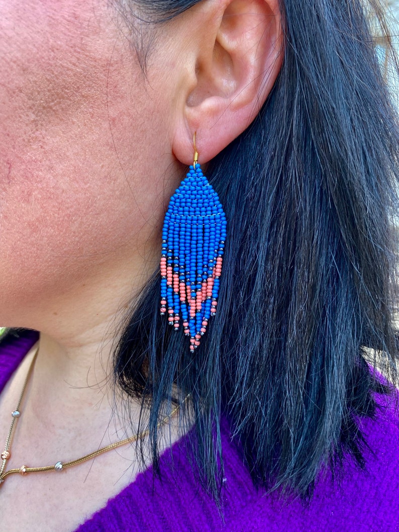 Parliament Blue Color Pastel Earrings/short Dangle Earrings/boho Beaded ...