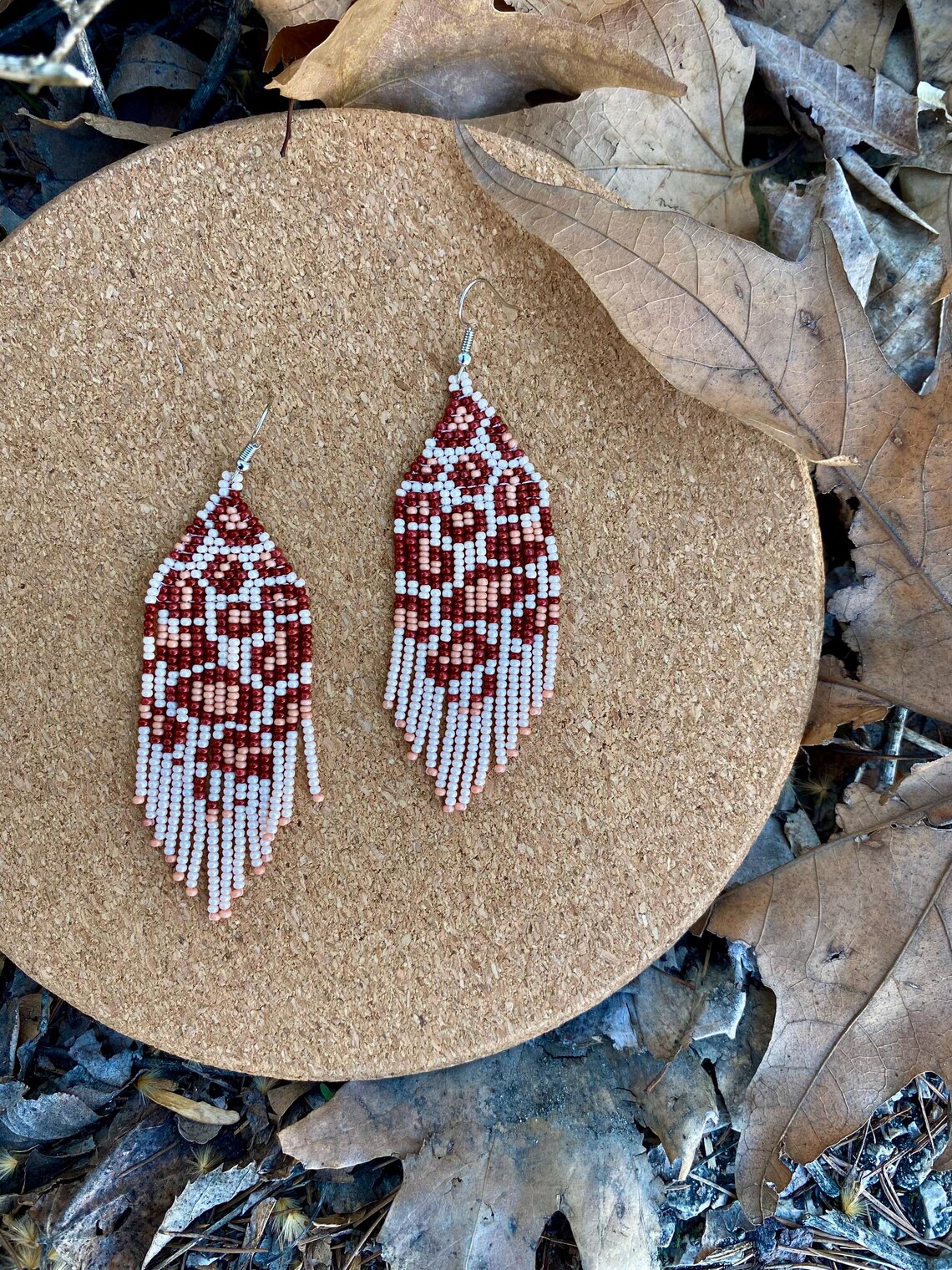 Leopard Beaded Earrings Animal Print Earrings Leopard Print Seed Bead ...