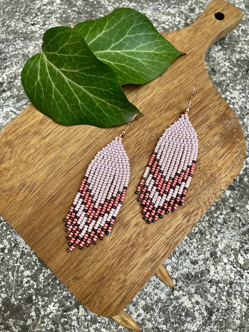 Salmon and Stone Color Pastel Earrings/short Dangle Earrings/boho ...