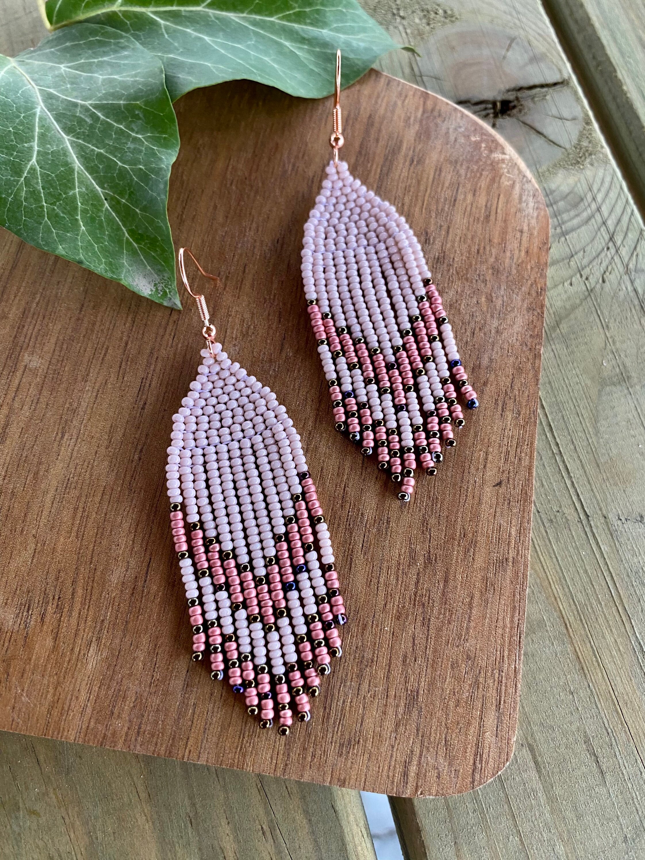 Salmon and Stone Color Pastel Earrings/short Dangle Earrings/boho ...