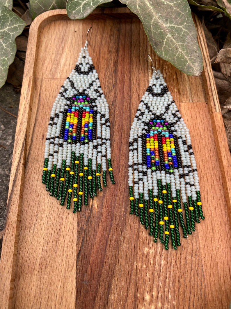 Cicada Handwoven Beaded Earrings, Long Modern Earrings, Bug Earring ...