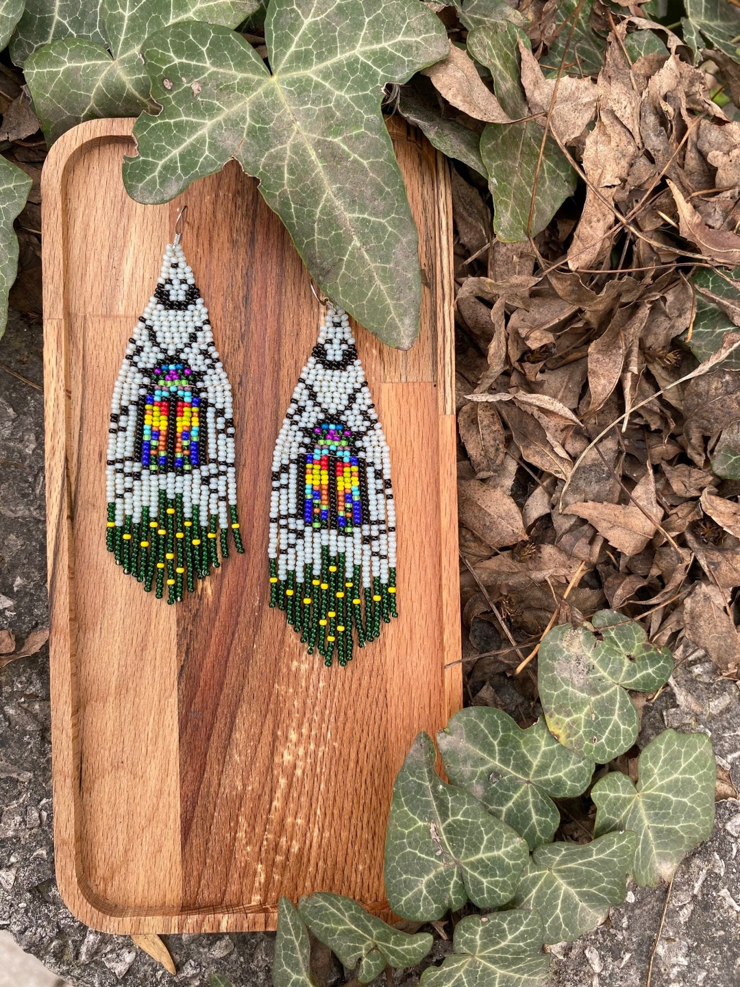 Cicada Handwoven Beaded Earrings, Long Modern Earrings, Bug Earring ...