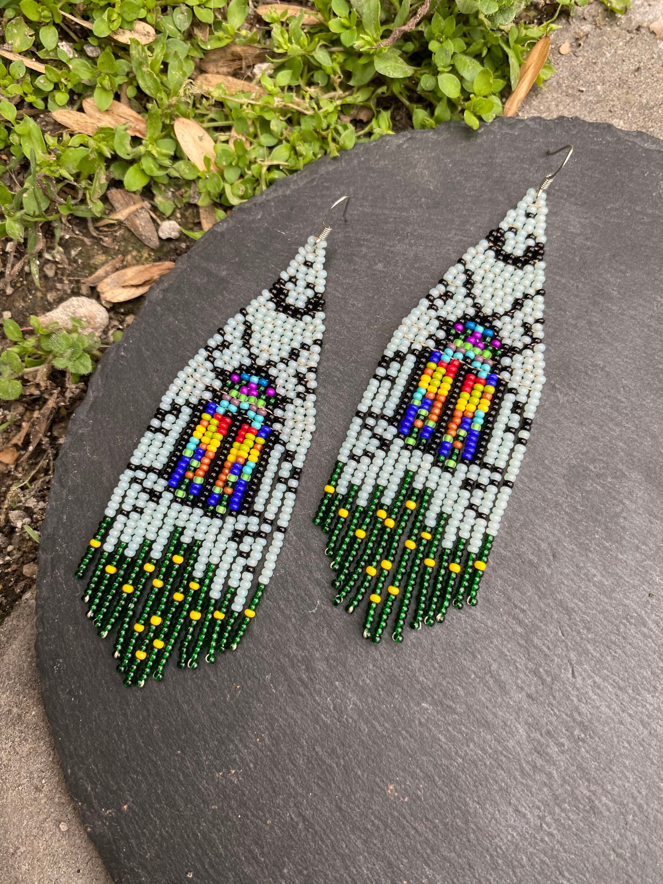 Cicada Handwoven Beaded Earrings, Long Modern Earrings, Bug Earring ...