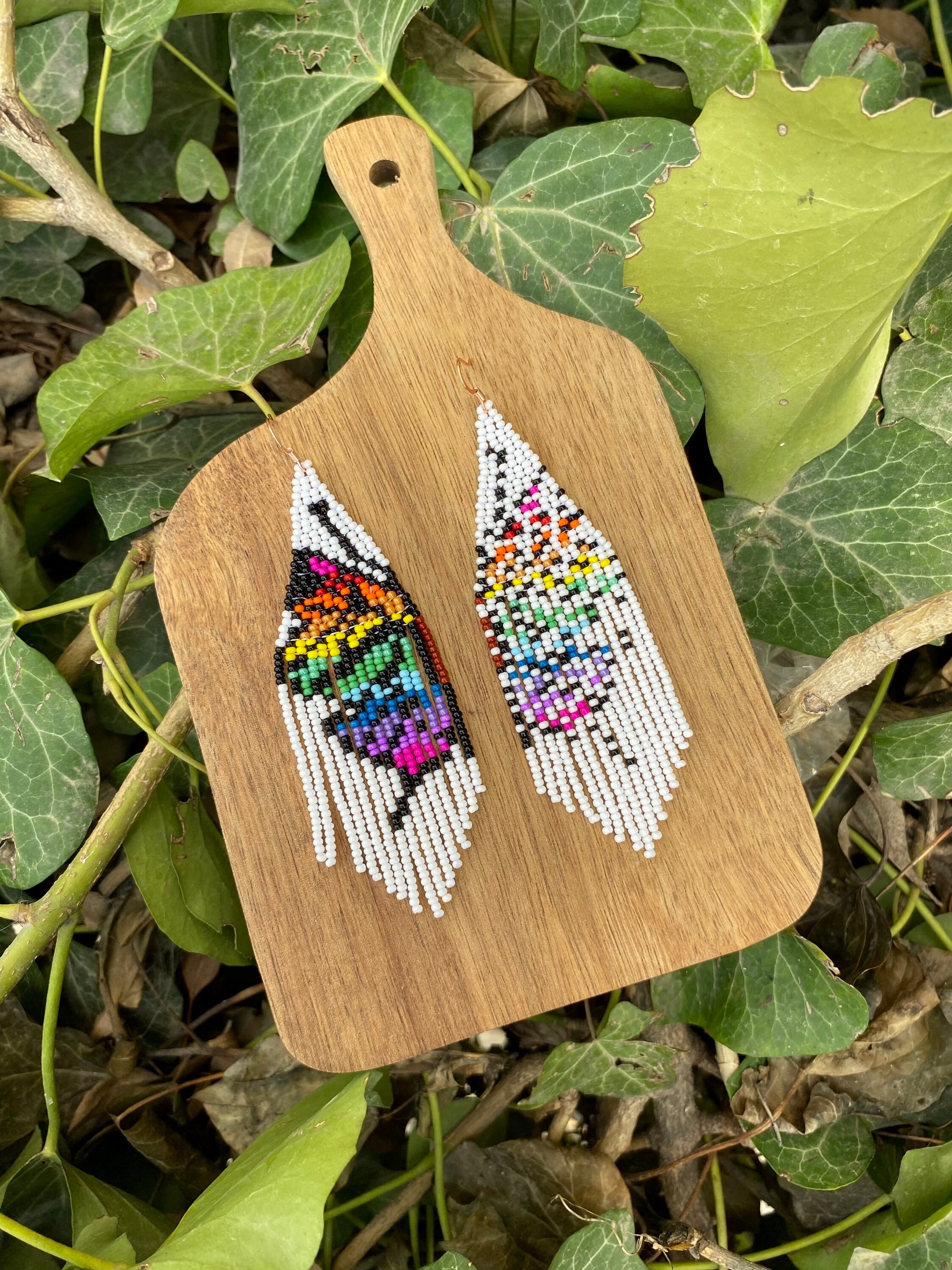 Butterfly Beaded Fringe Earring, Colorful Earrings, Rainbow Butterfly ...