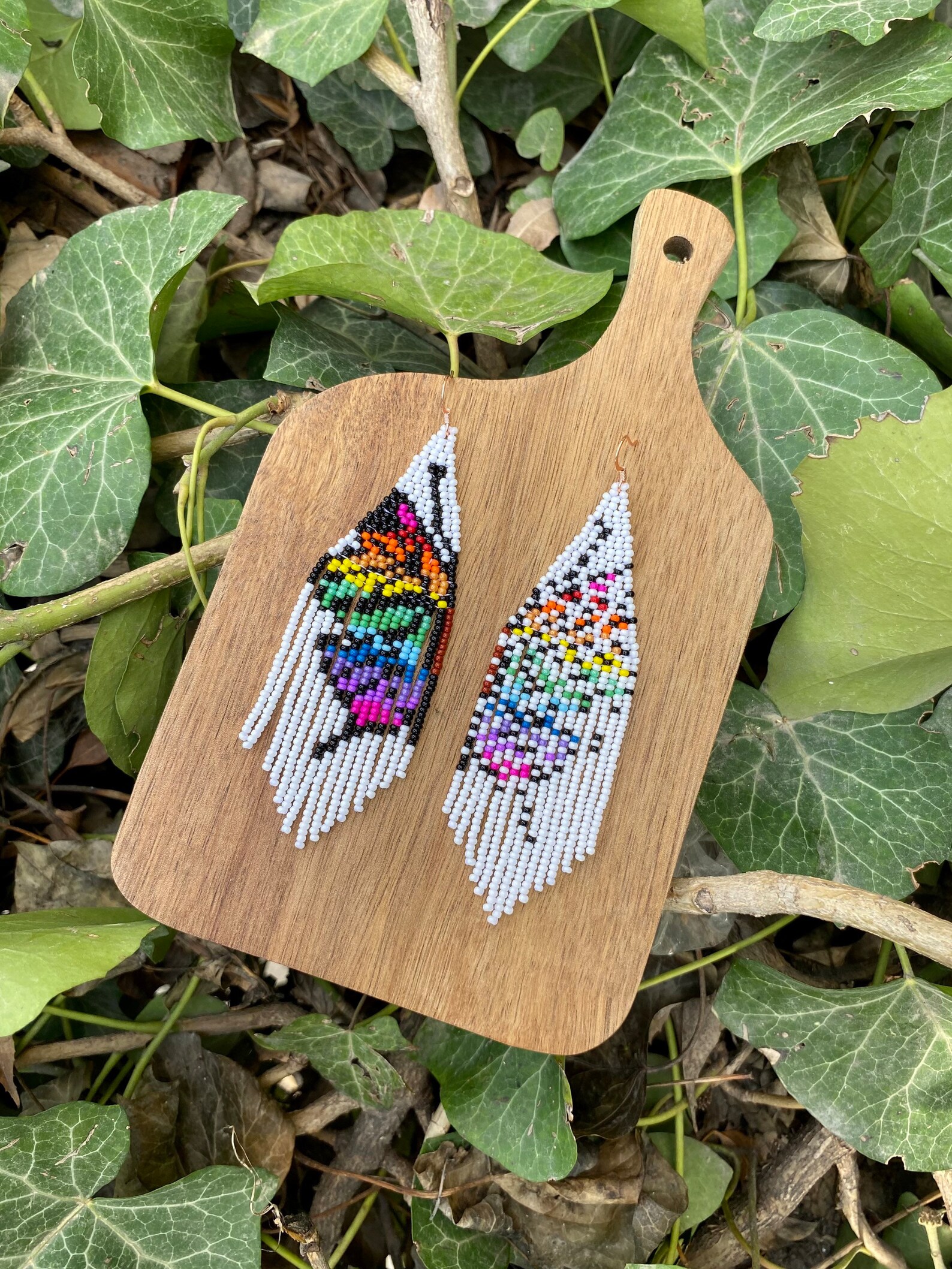 Butterfly Beaded Fringe Earring, Colorful Earrings, Rainbow Butterfly ...