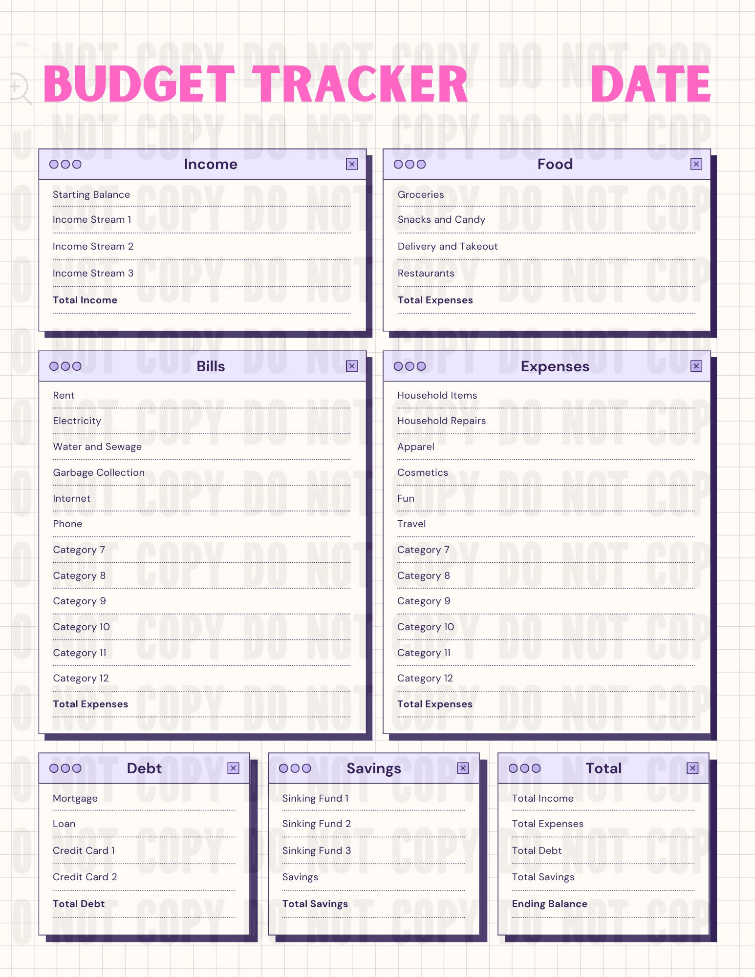 Monthly Budget - Etsy