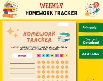 Homework Tracker Kids Printable - Etsy