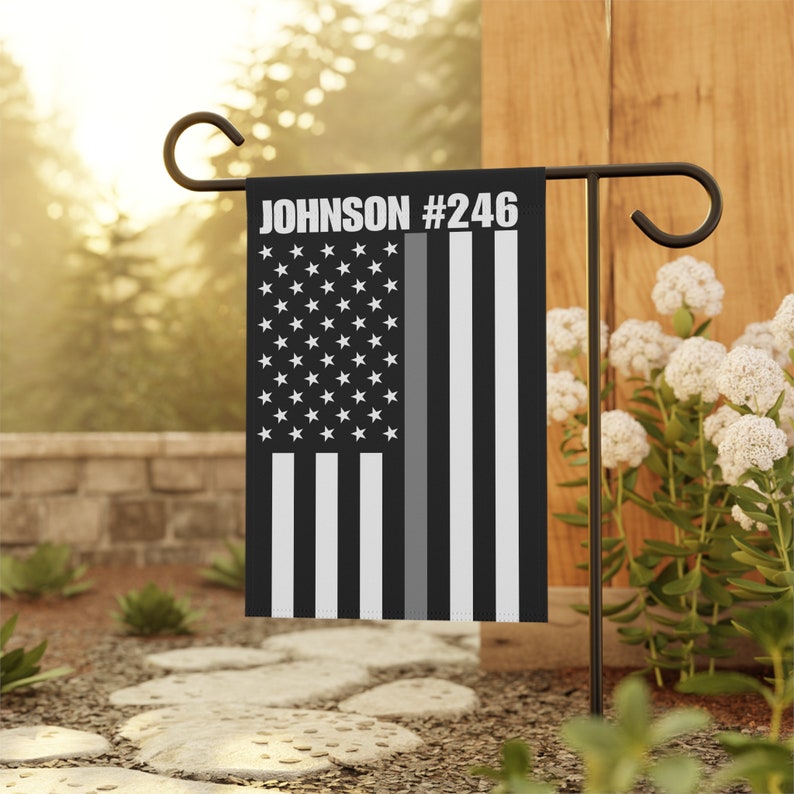 Personalized Thin Gray Line Flag Correctional Officer Garden - Etsy