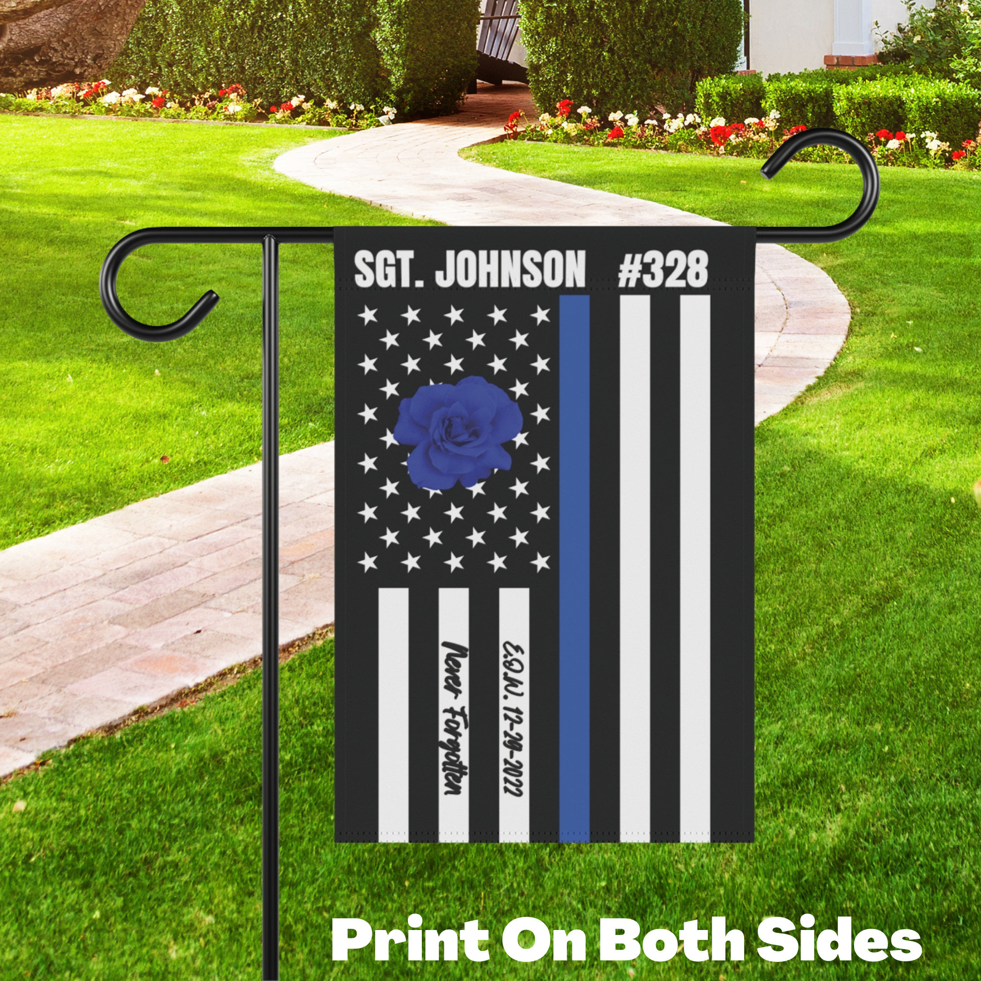 Personalized EOW Thin Blue Line Garden Flag: Fallen Officer Memorial - Etsy