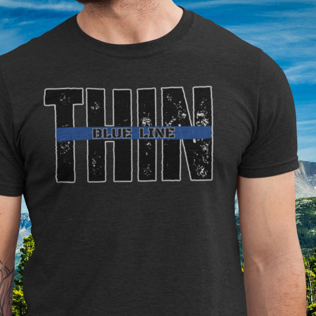 Thin Blue Line T-shirt, Thin Blue Line Flag Shirt, Distressed Police ...
