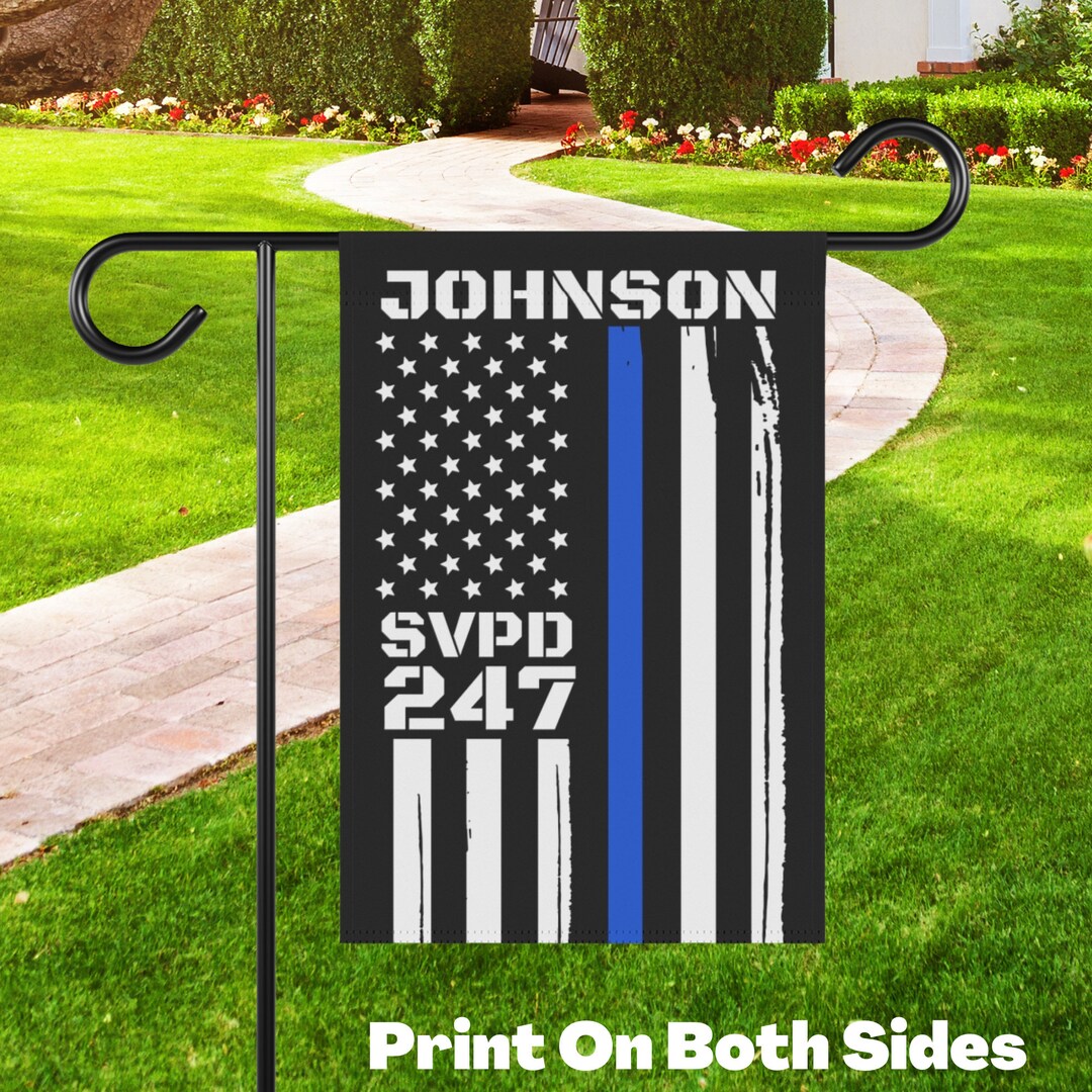Thin Blue Line Garden Flag for Police Personalized Flag Custom Police ...