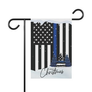 Thin Blue Line Flag, Christmas Police Garden Flag, Winter Garden Flag ...