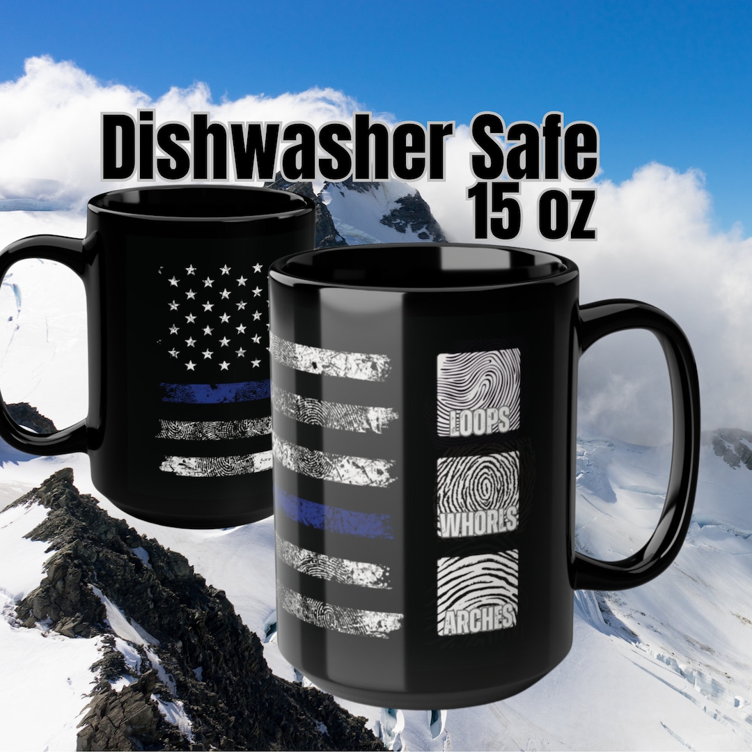Latent Fingerprint Mug, Police Detective Mug, Thin Blue Line Flag Gifts ...